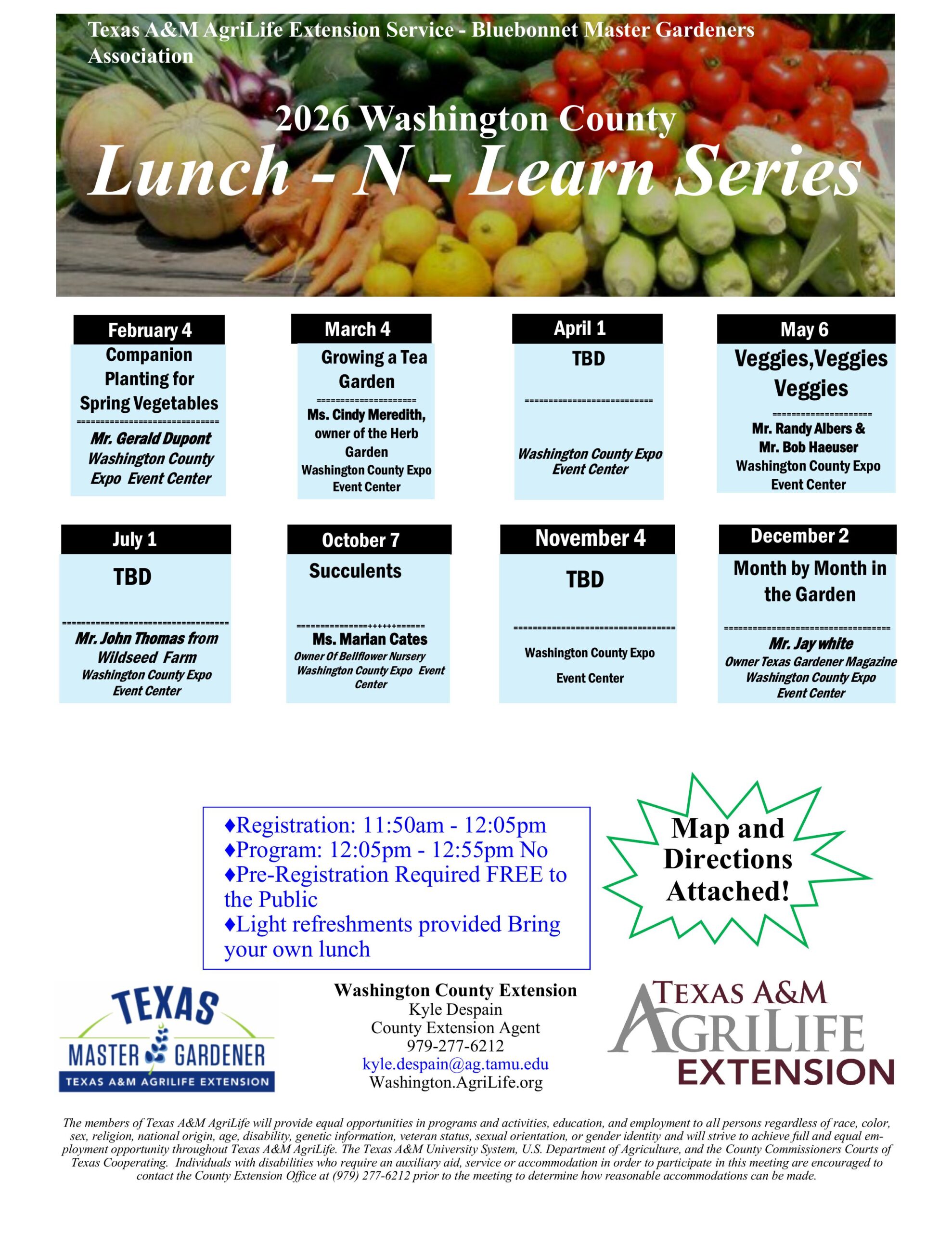 Washington County 2026 Lunch-N-Learn Series - Bluebonnet Master ...