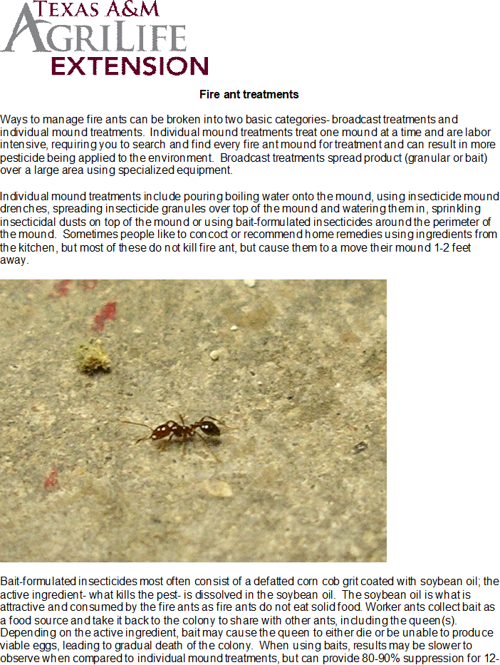 Fire Ant Treatments Williamson County Master Gardeners